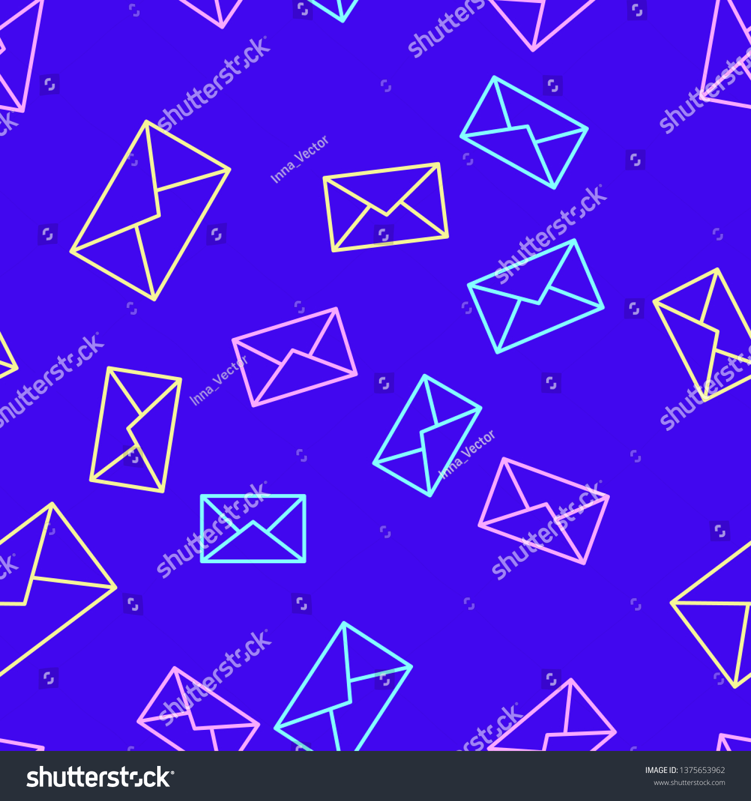 Color Random Seamless Pattern Envelope Icon Stock Vector (Royalty Free ...