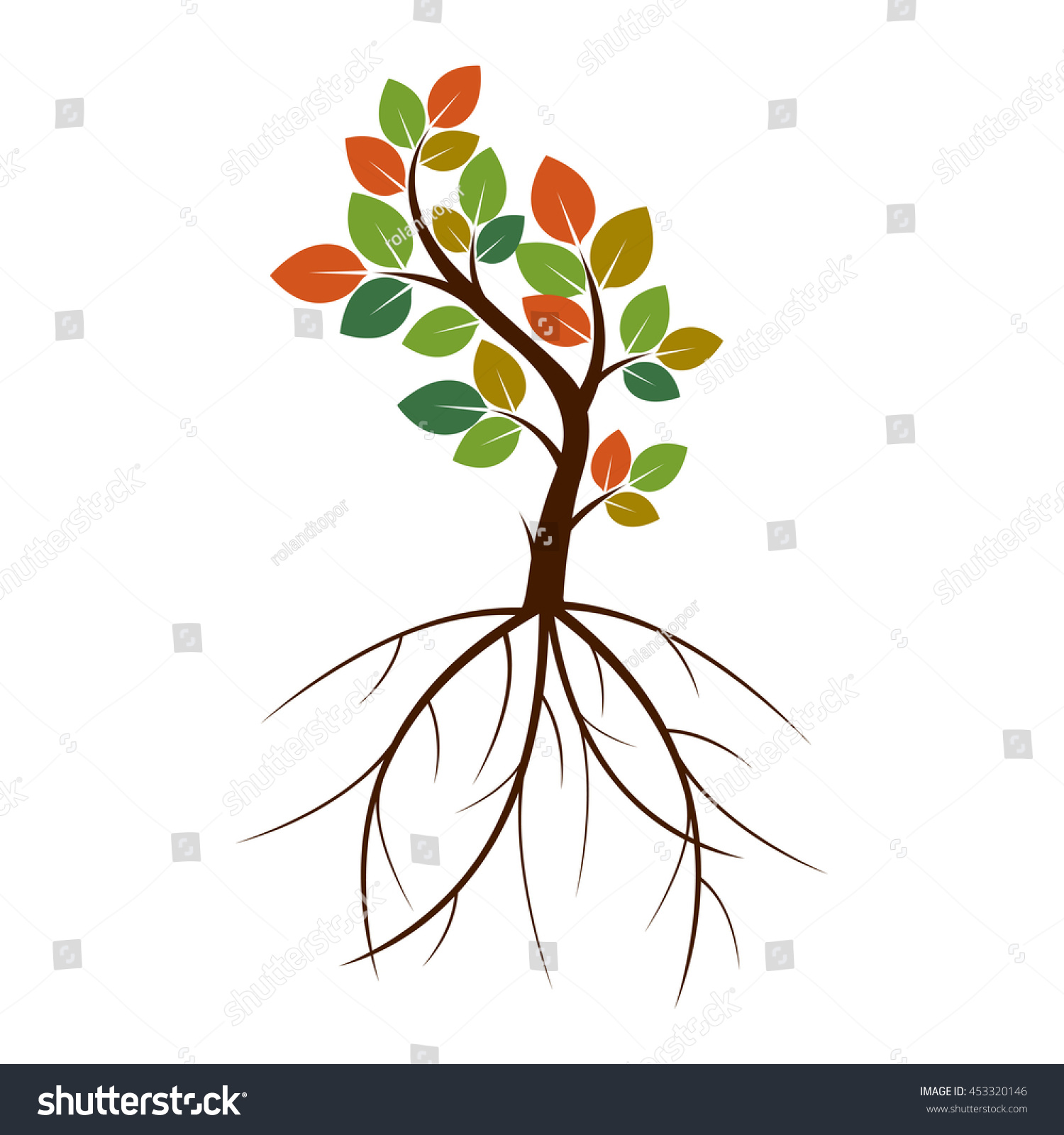 Color Tree Roots Vector Illustration: เวกเตอร์สต็อก (ปลอดค่าลิขสิทธิ์ ...