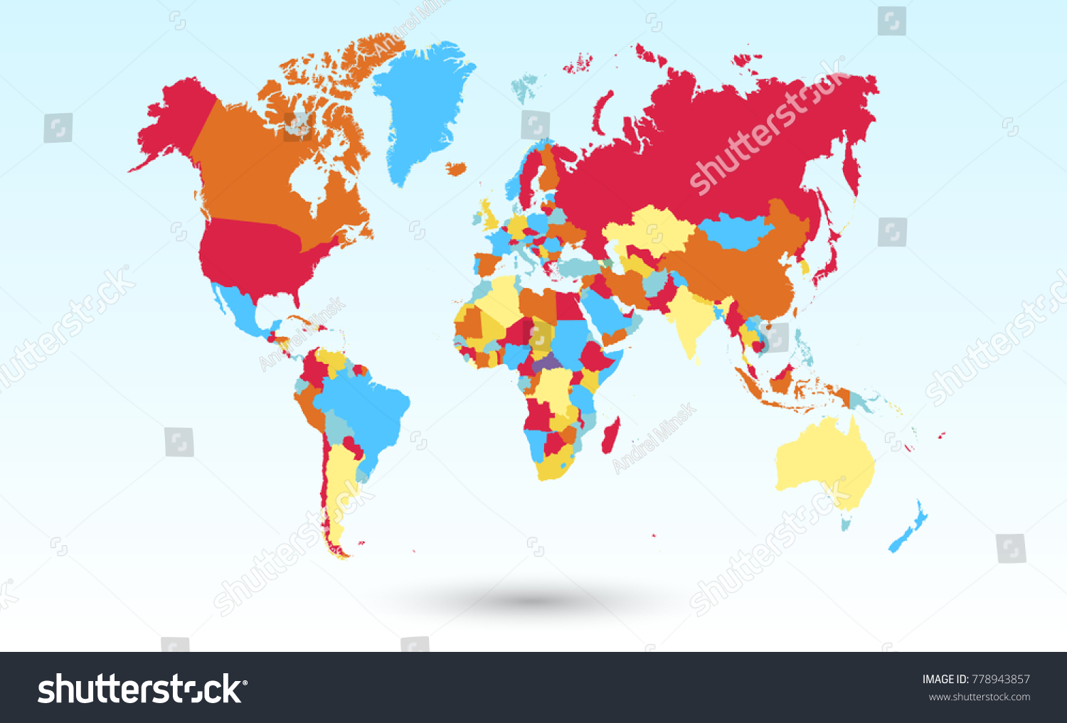 Color World Map Vector Stok Vektör (Telifsiz) 778943857 | Shutterstock