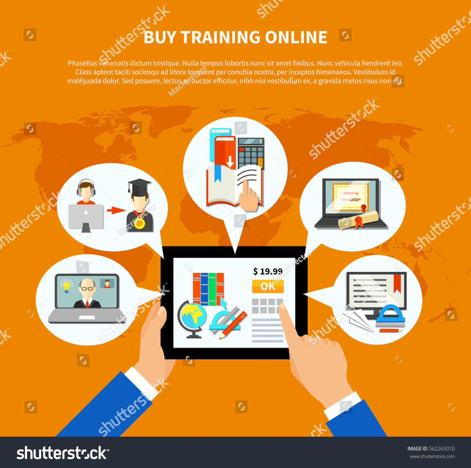 Colored Flat E Learning Composition Template Stock Vector 562263310 ...