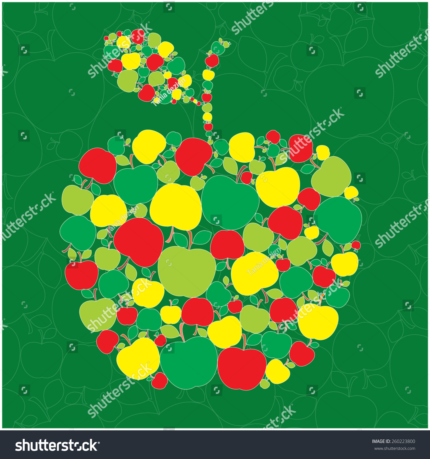 Colored Apple Fruit Designs Vector Illustration Stock Vector (Royalty ...