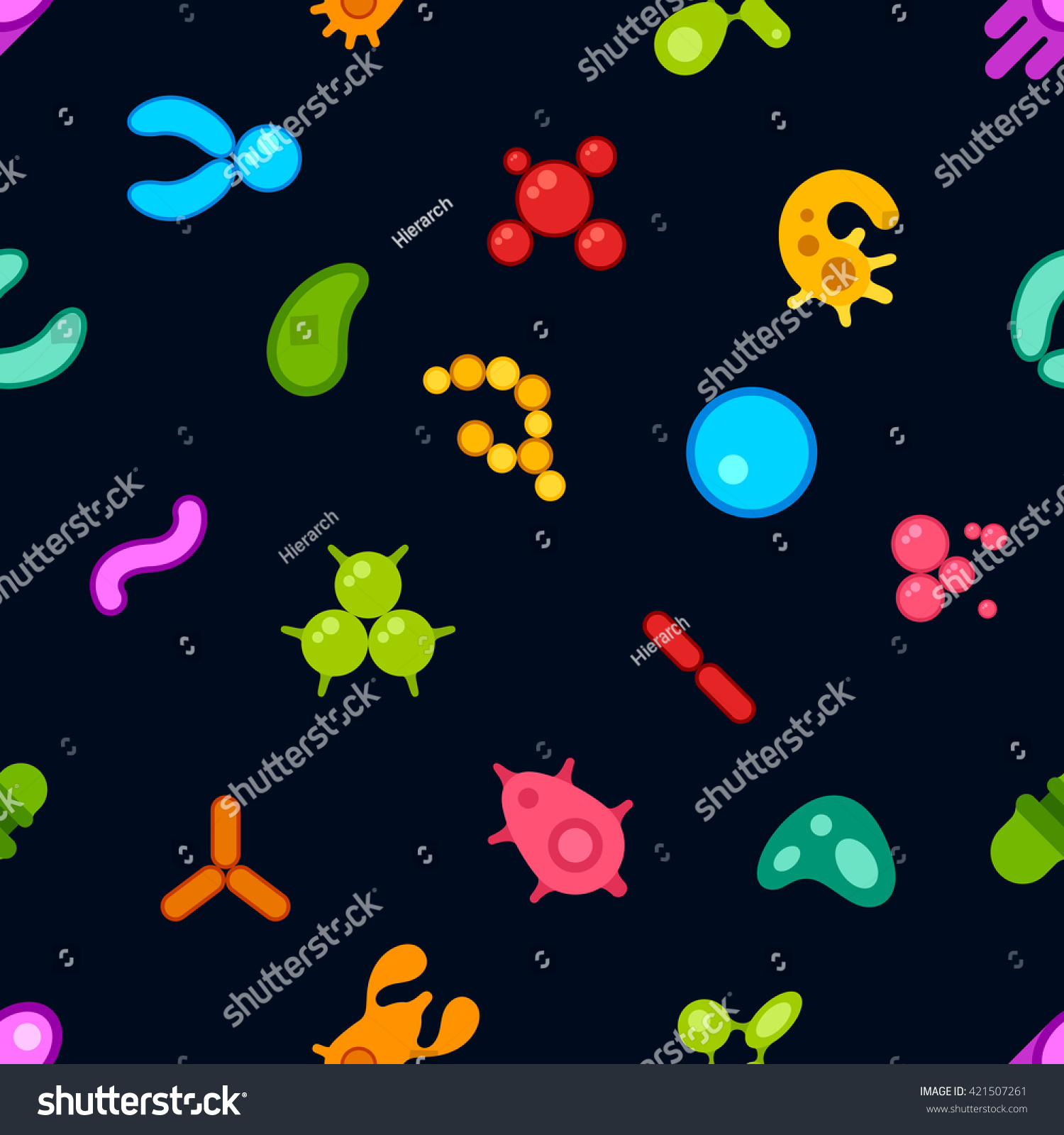 Colored Bacteria Pattern Isolated On Black Stock Vector (Royalty Free ...
