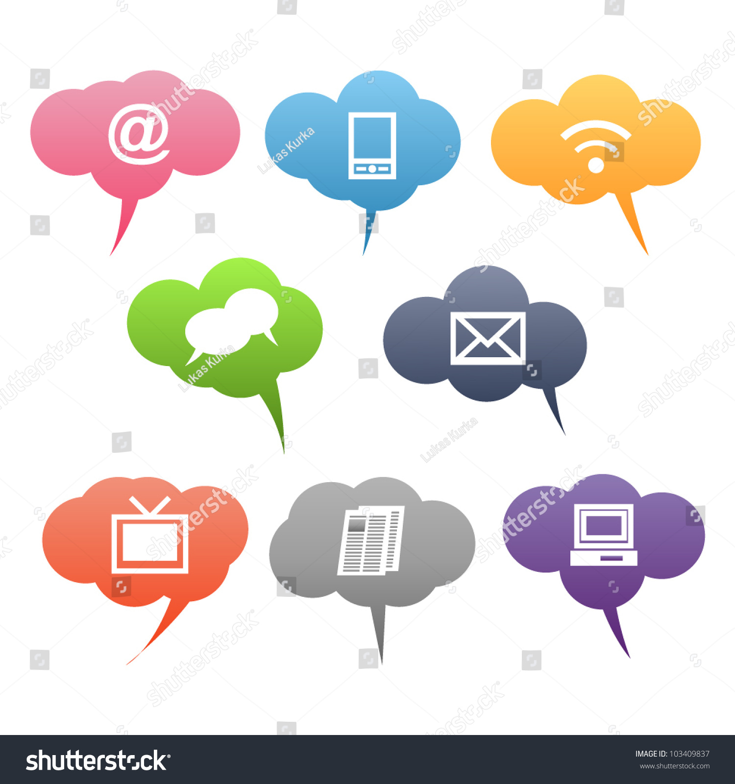 Colored Communication Symbols Stock Vector (Royalty Free) 103409837 ...