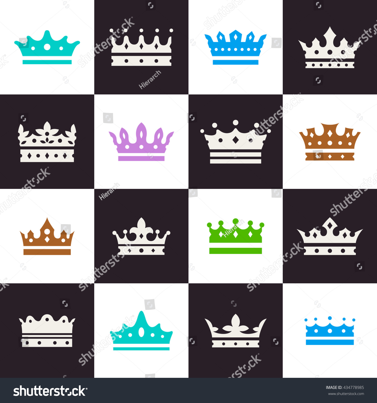 Colored Crown Icons Set Different Forms Stock Vector (Royalty Free ...