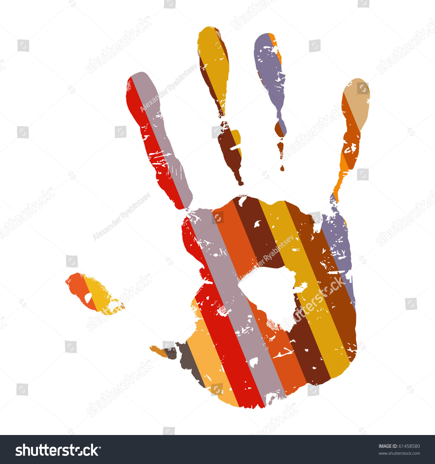 Colored Design Handprint Stock Vector 61458580 - Shutterstock