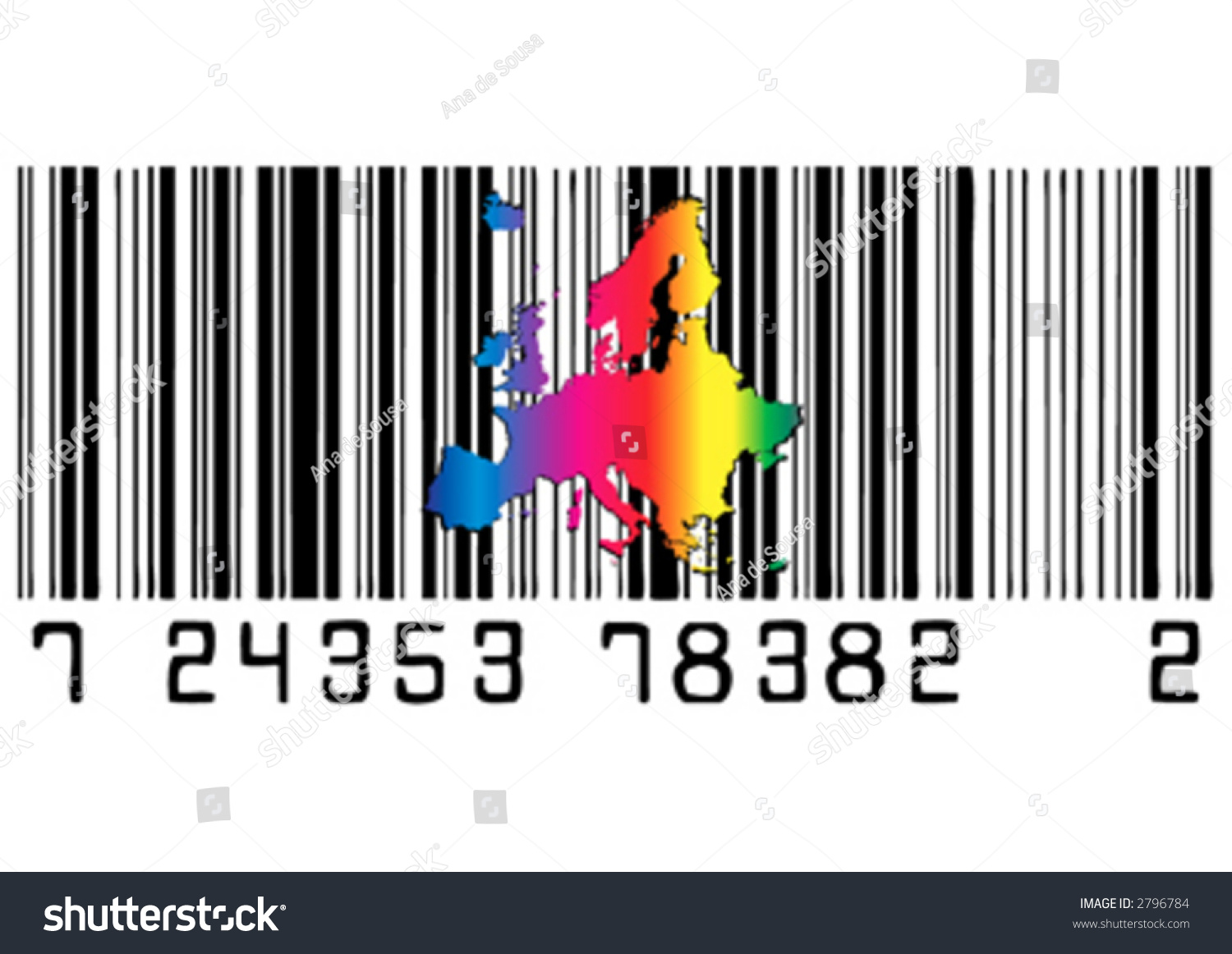 Colored Europe Map On Barcode Stock Vector (Royalty Free) 2796784