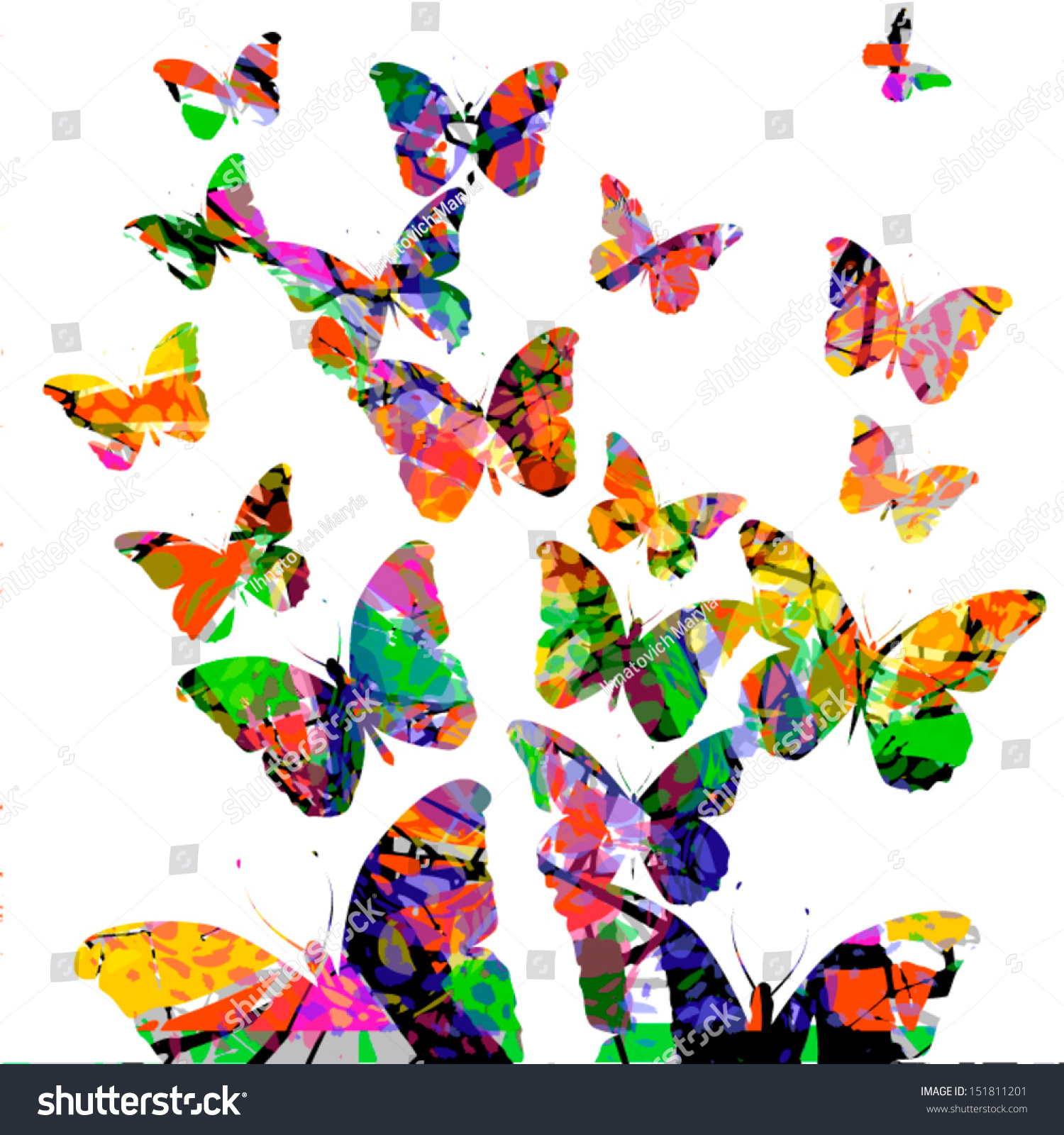 Colored Flying Butterflies Stock Vector (Royalty Free) 151811201 ...