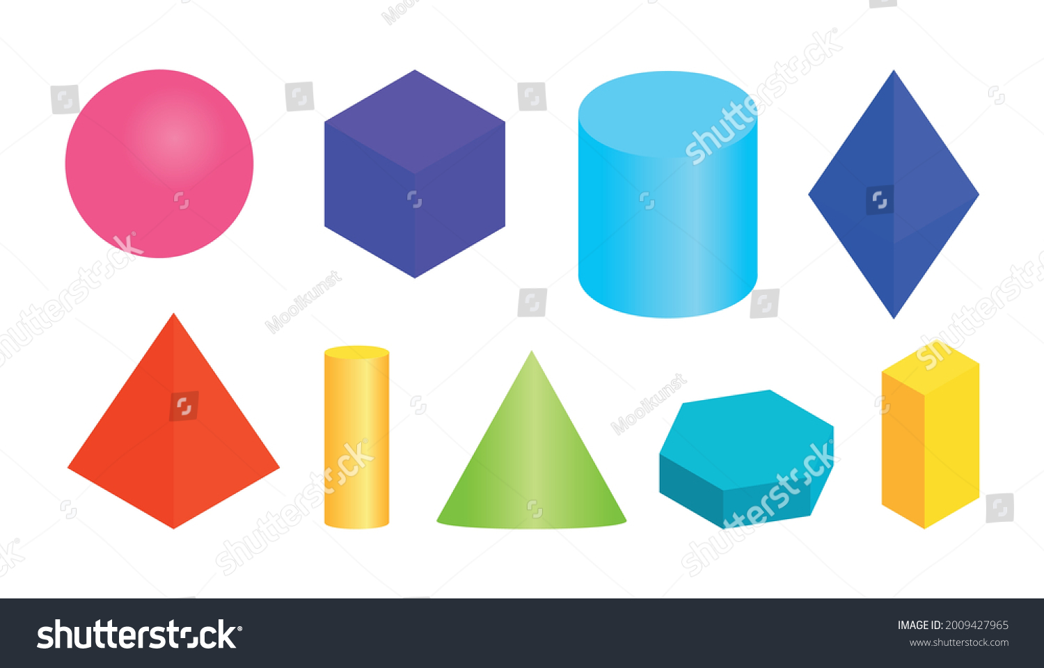 Colored Gradient Volumetric Geometric Shapes Different Stock Vector ...