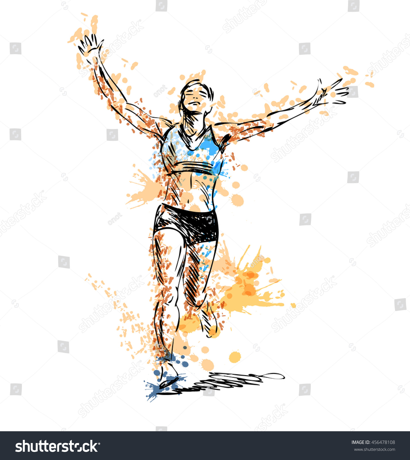 Colored Hand Sketch Winning Runner Vector Stock Vector (Royalty Free ...