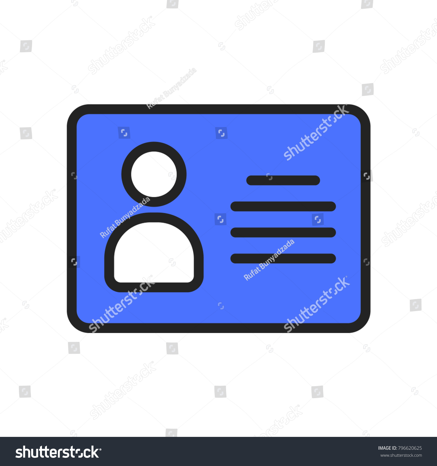 Colored Id Card Icon Stock Vector (Royalty Free) 796620625