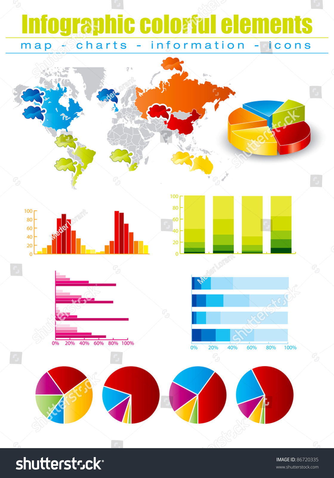Colored Infographics Maps Charts Editable Vector Stock Vector (Royalty ...
