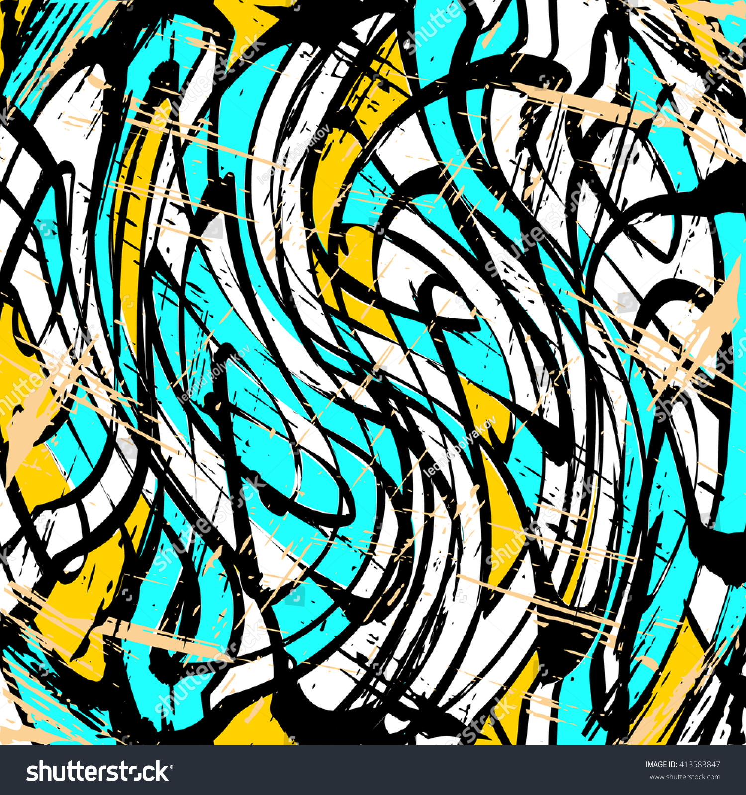 Colored Lines Graffiti Pattern On Black Stock Vector (Royalty Free ...