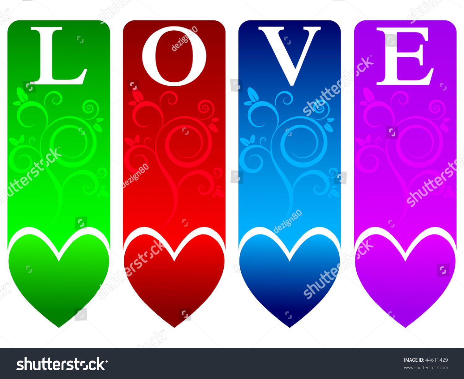 Colored Love Banners Stock Vector (Royalty Free) 44611429 | Shutterstock