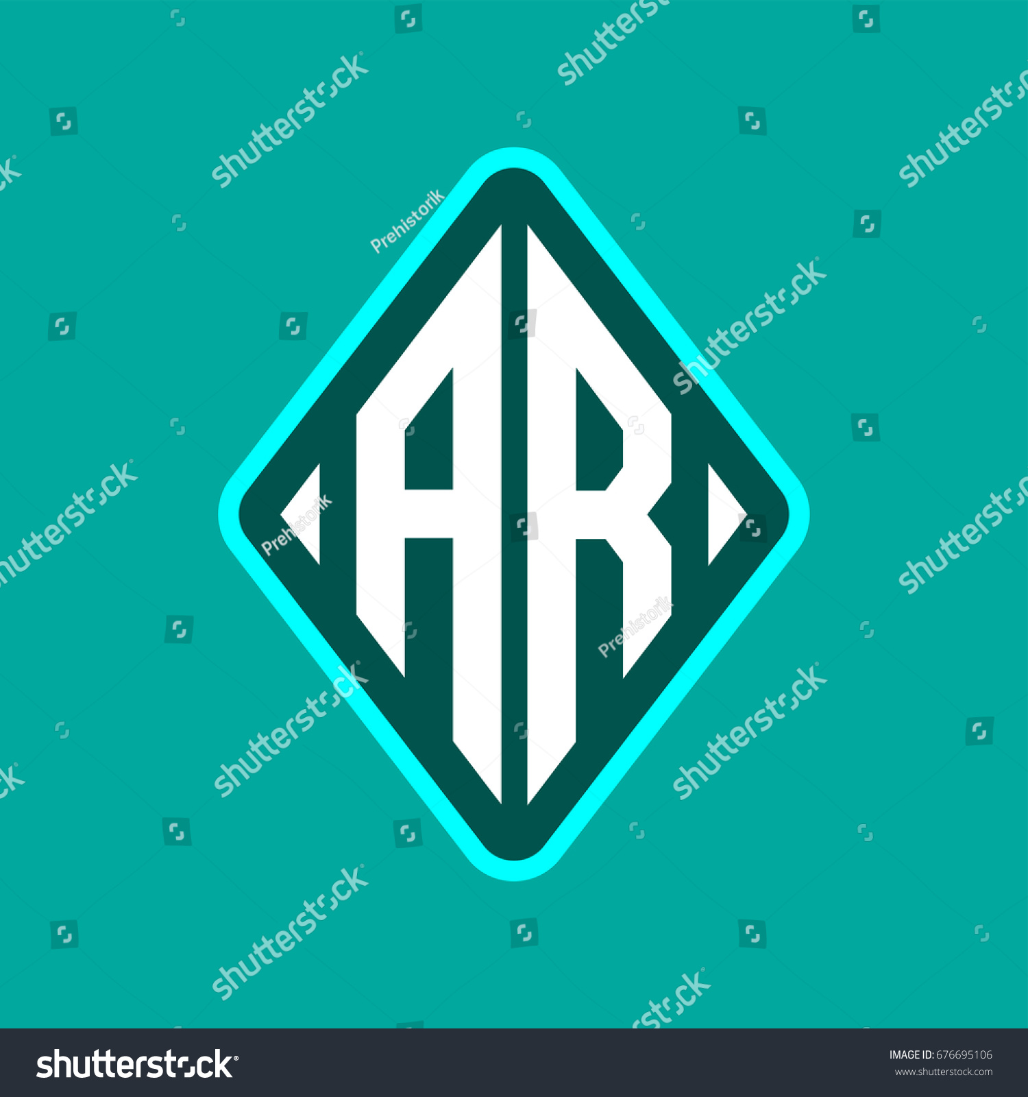 Colored Monogram Logo Curved Oval Shape Stock Vector (Royalty Free ...
