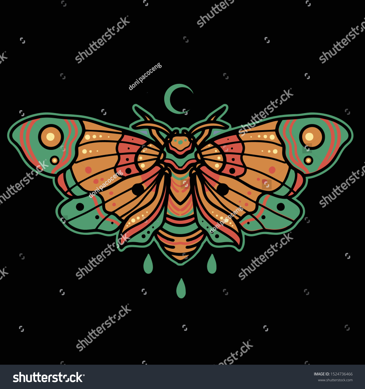 Colored Moth Tattoo Style Vector Stock Vector (Royalty Free) 1524736466