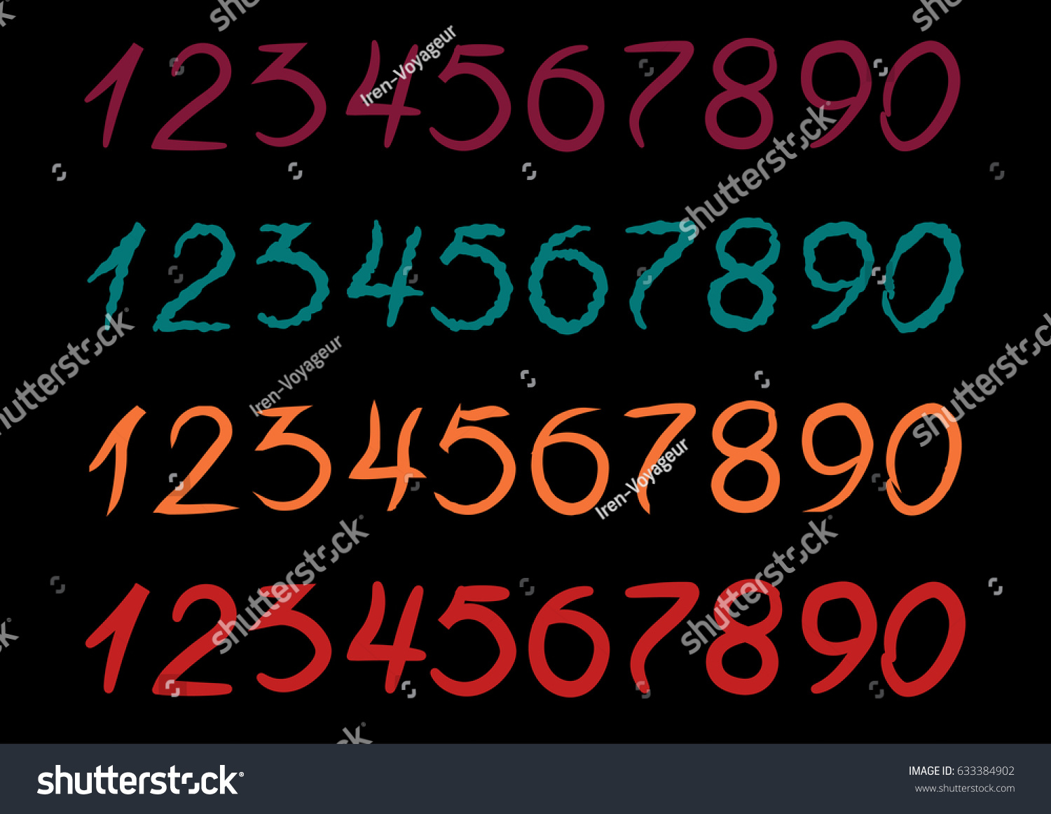 Colored Numbers Different Fonts: vector de stock (libre de regalías ...