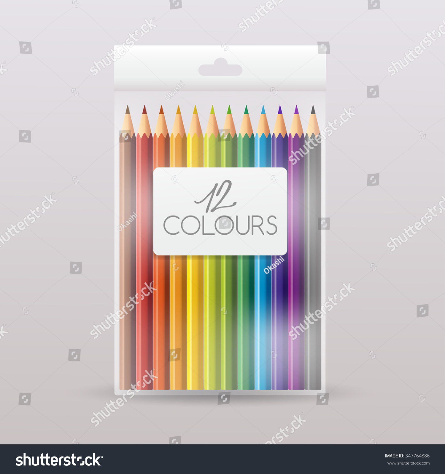 Colored Pencil Packaging Transparent Plastic Package Stock Vector ...