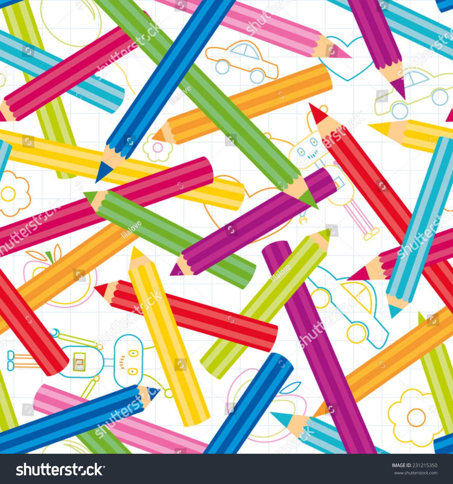 Colored Pencils Background Back School Seamless Stock Vector (Royalty ...