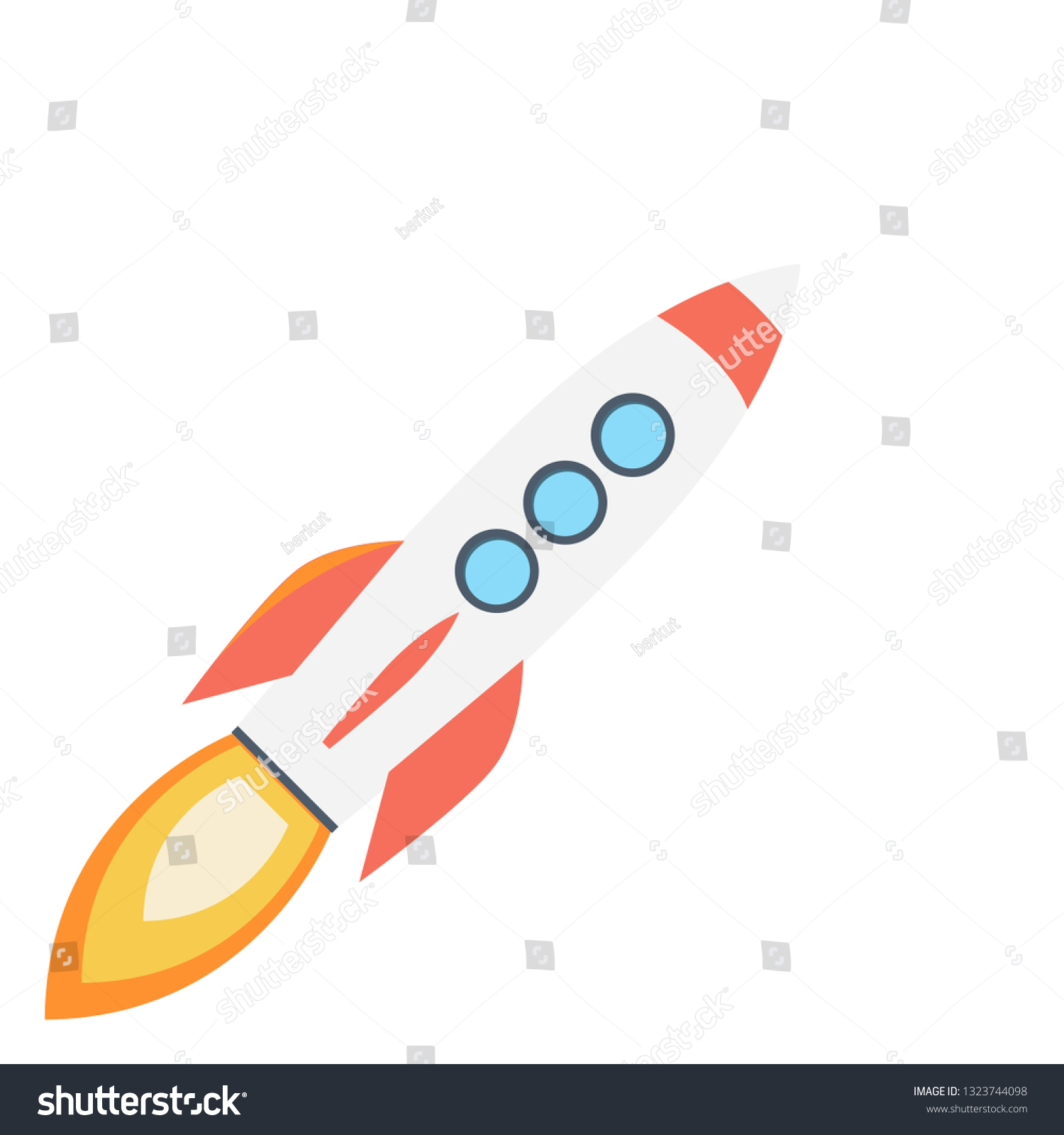 Colored Rocket Ship Icon Flat Design Stock Vector (Royalty Free) 1323744098