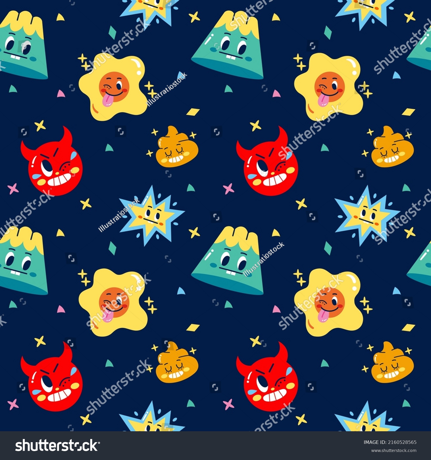 Colored Seamless Pattern Background Different Emotes Stock Vector ...