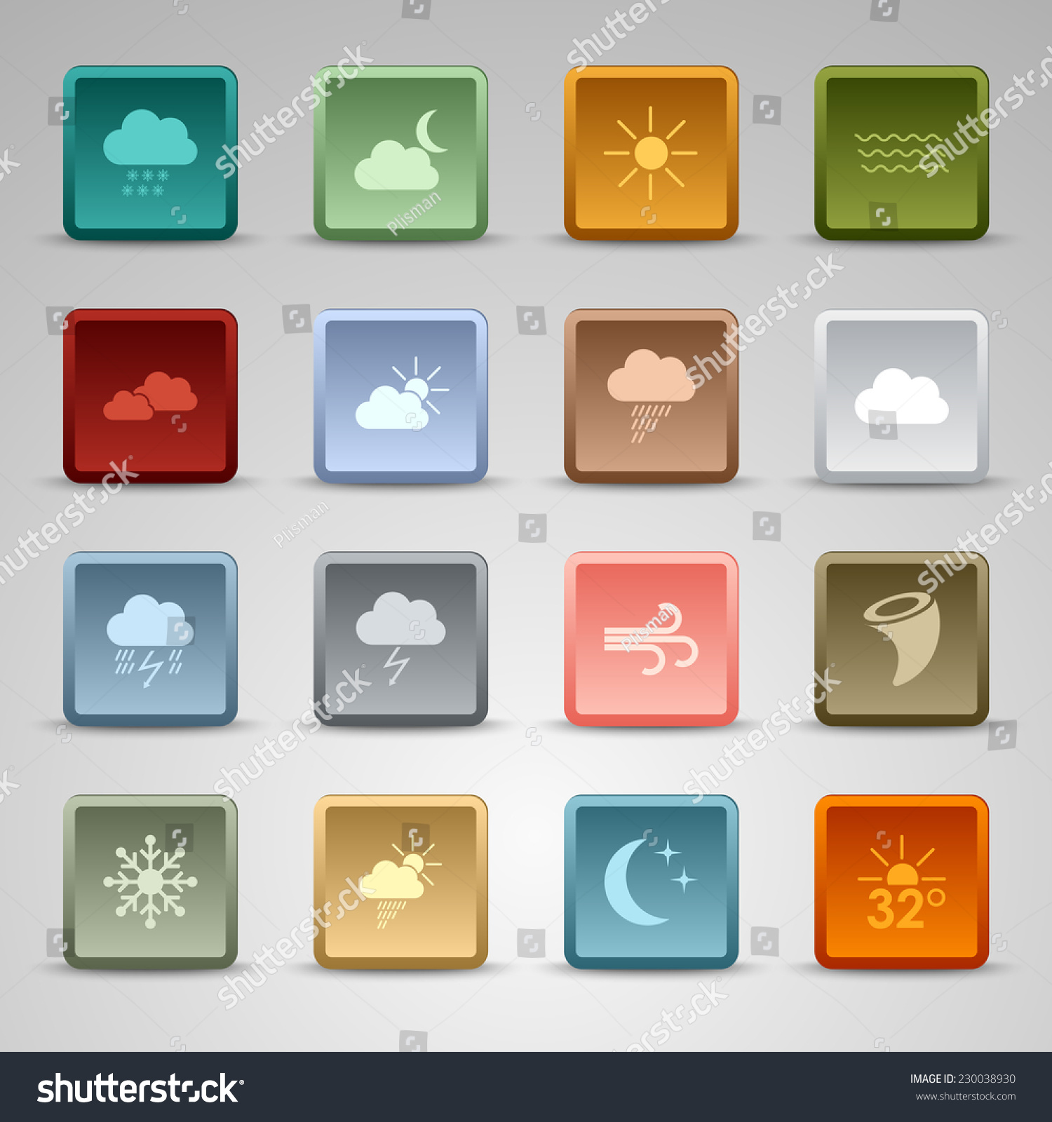 Colored Set Square Web Buttons Weather Stock Vector (Royalty Free ...