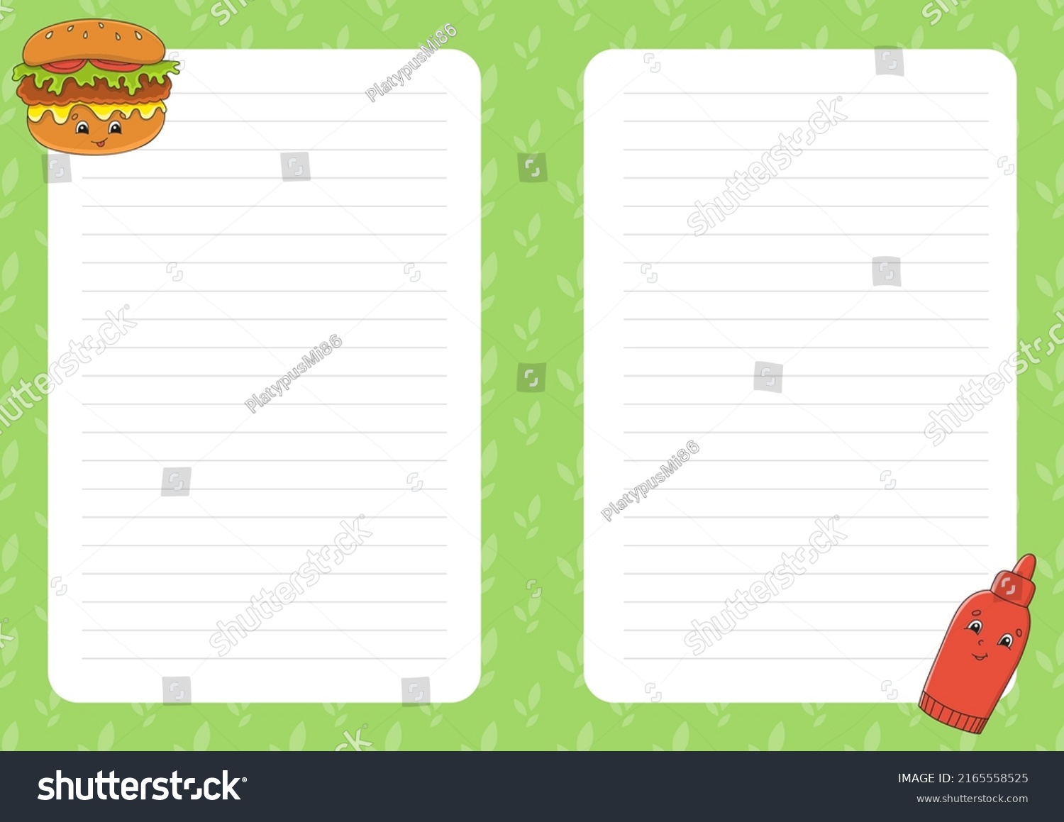 Colored Sheet Template Notes Paper Page Stock Vector (Royalty Free ...