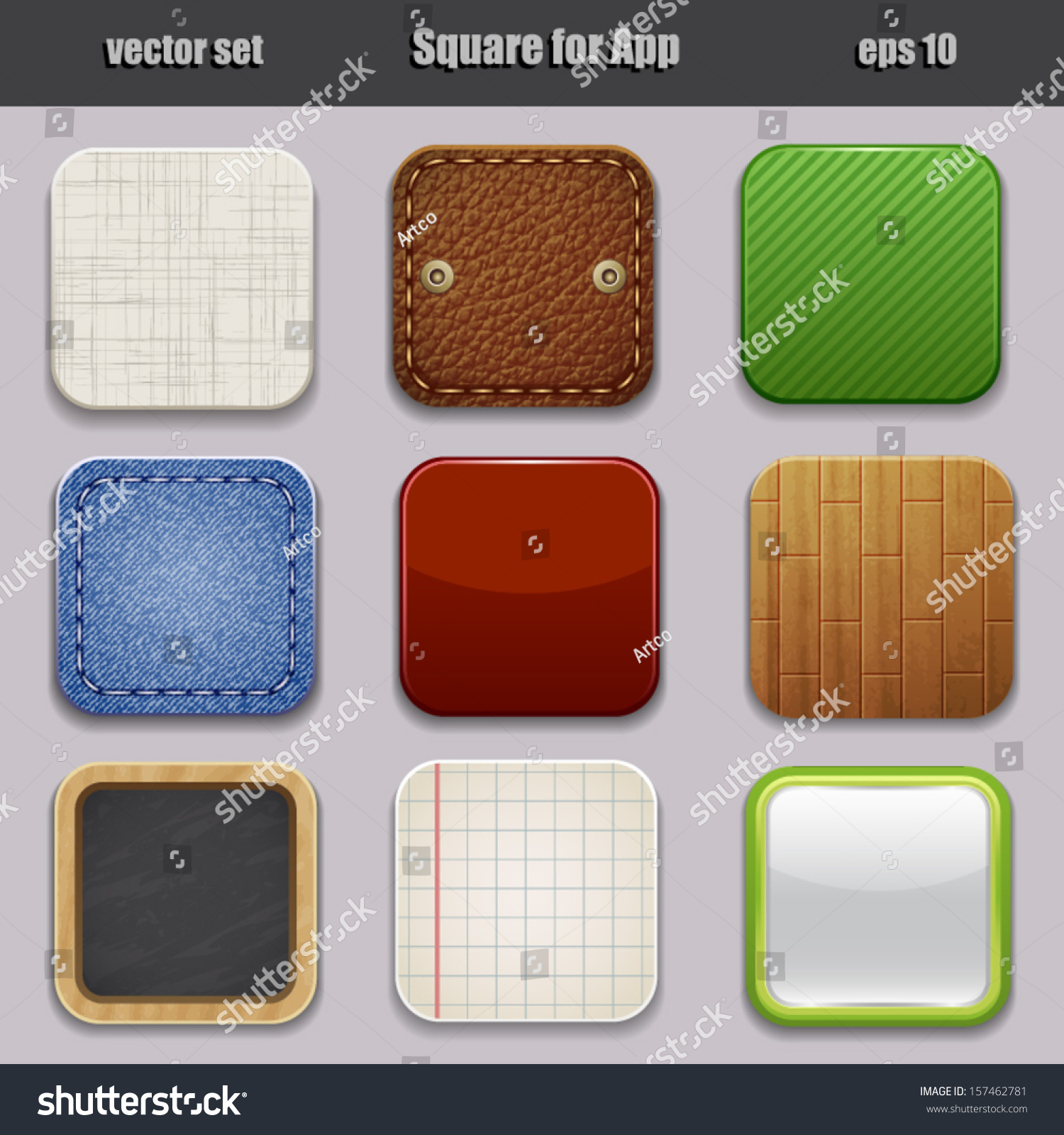 Colored Squares Different Textures App Stock Vector (Royalty Free ...