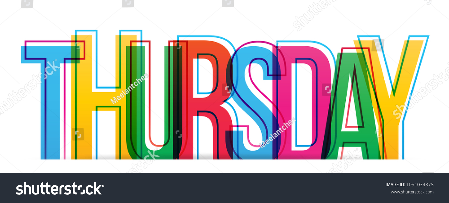 Colored Thursday Word Design Stock Vector (Royalty Free) 1091034878 ...