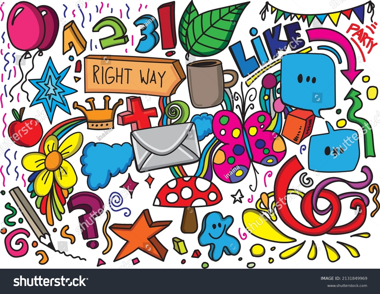 Colored Vector Hand Drawn Doodles Over Stock Vector (Royalty Free ...
