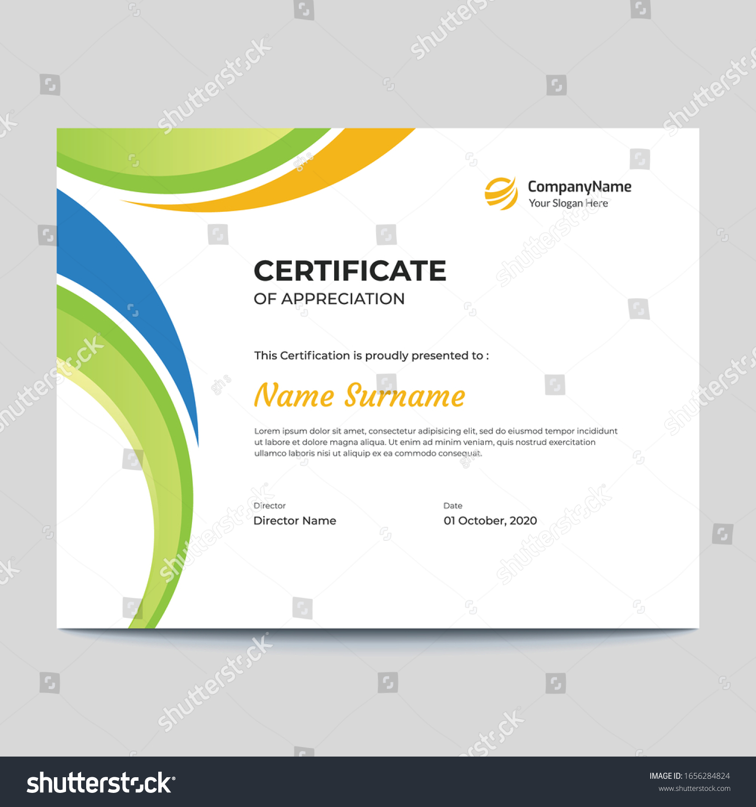 Colored Waves Certificate Design Template Stock Vector (Royalty Free ...