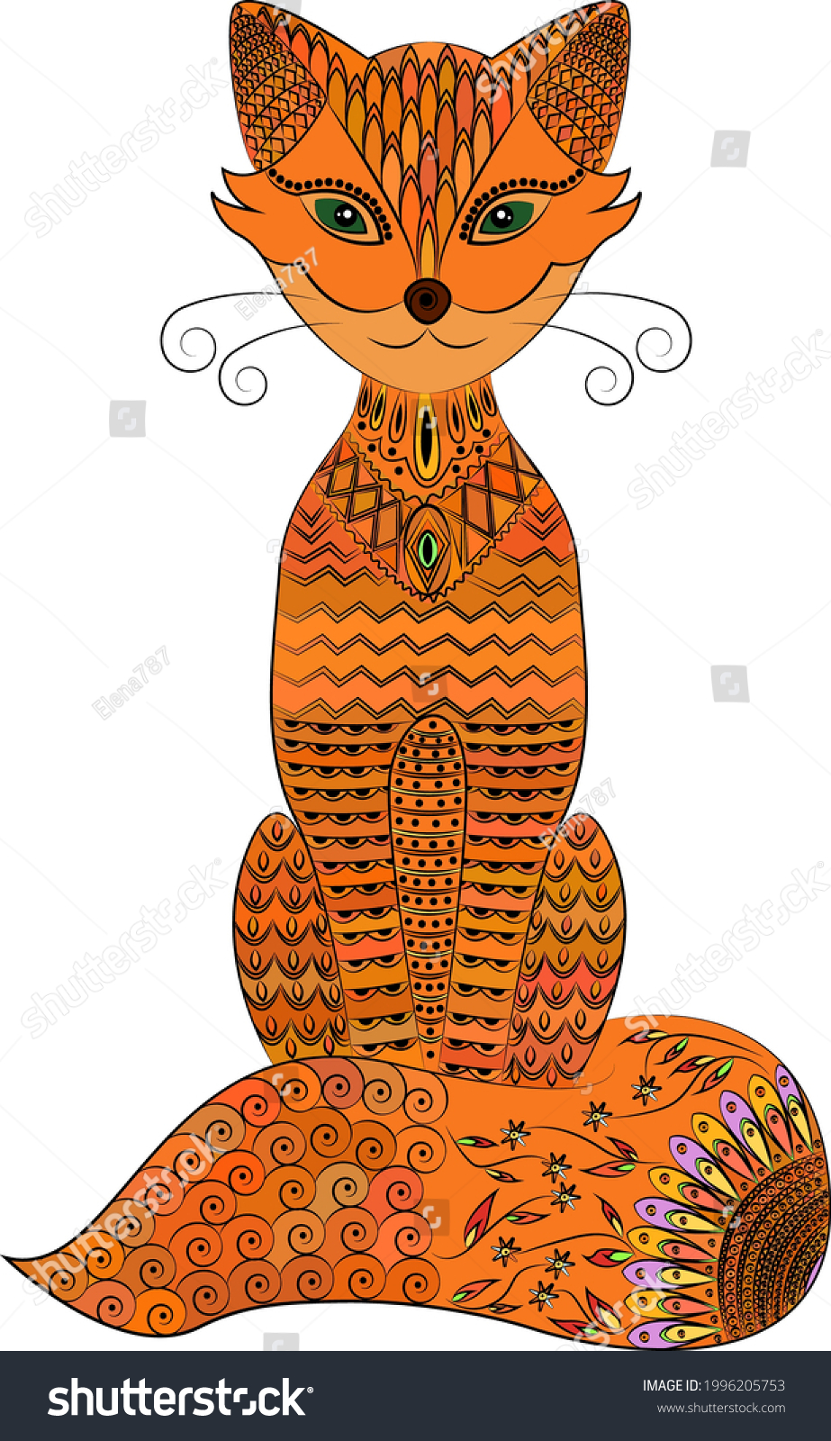 Colored Zentangle Cat Patterns Stock Vector (Royalty Free) 1996205753 ...