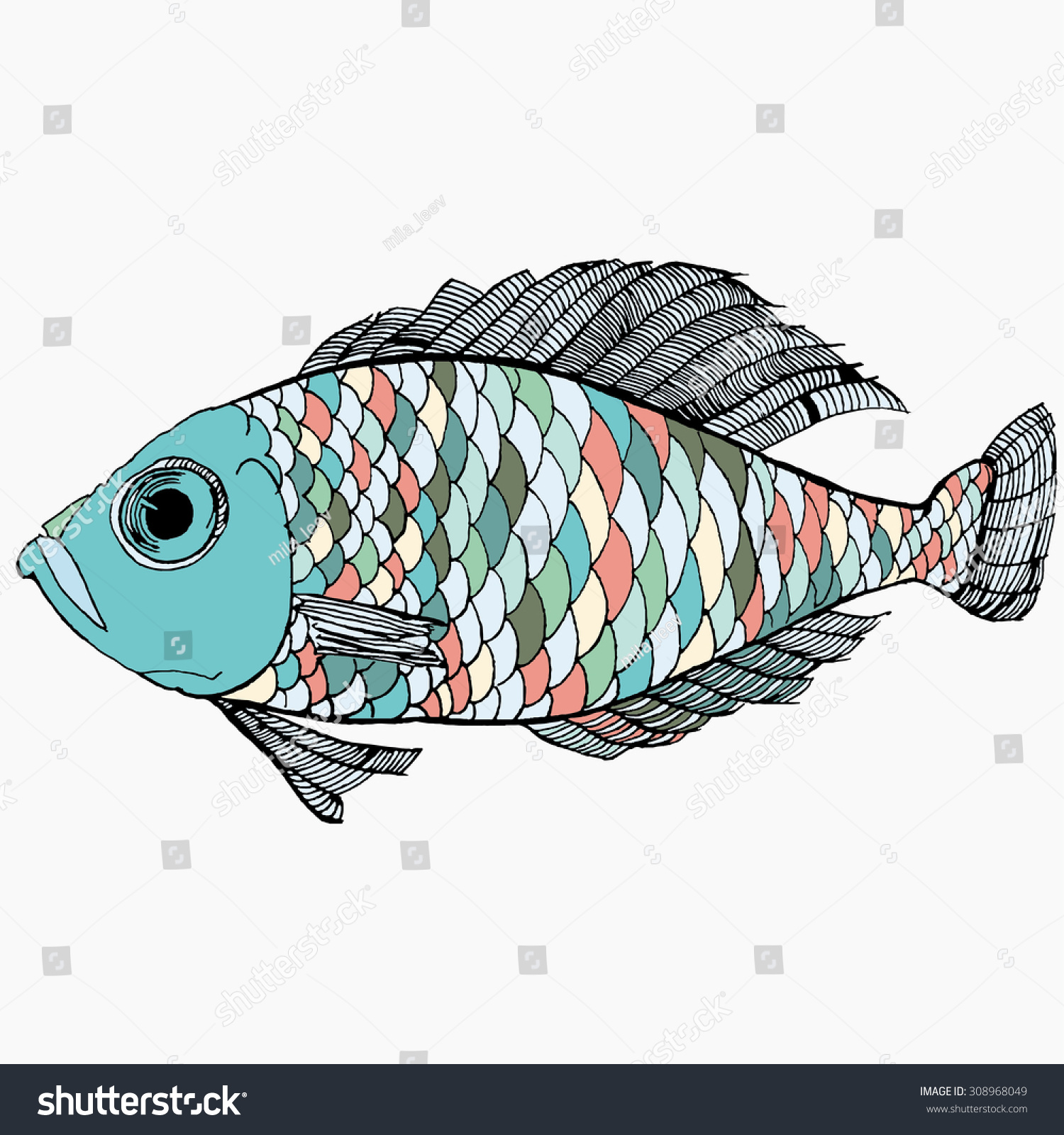 Colorful Abstract Fish Vector Isolated Stock Vector 308968049 ...