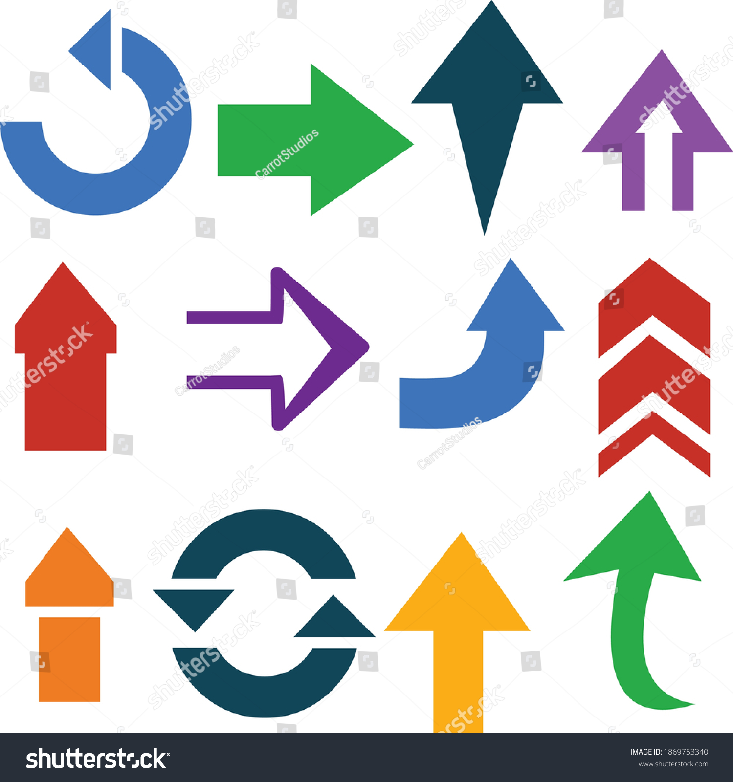Colorful Arrows Direction Flow Chart Icons Stock Vector (Royalty Free ...