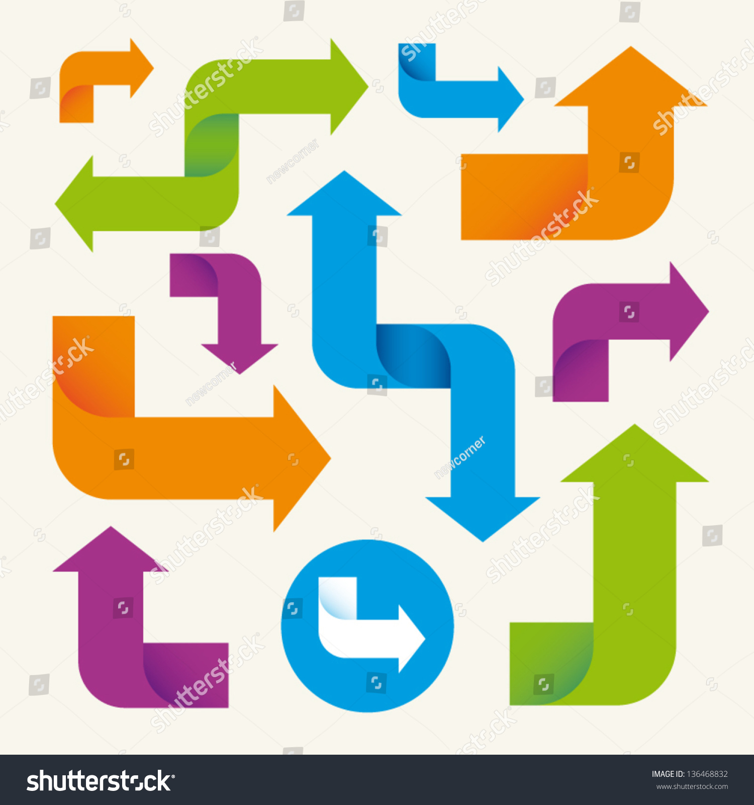 Colorful Arrows Set Vector Design Elements 136468832 Shutterstock