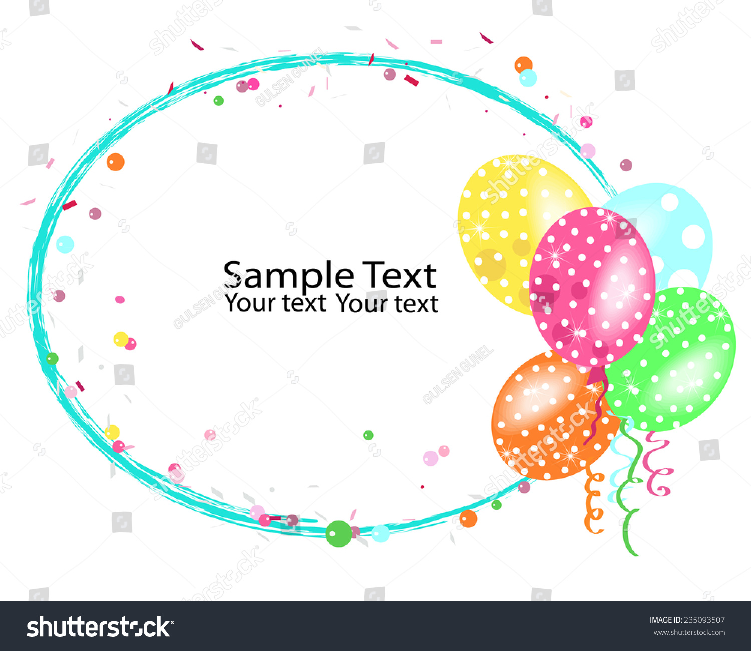 Colorful Balloons Frame Confetti Vector Stock Vector (Royalty Free ...