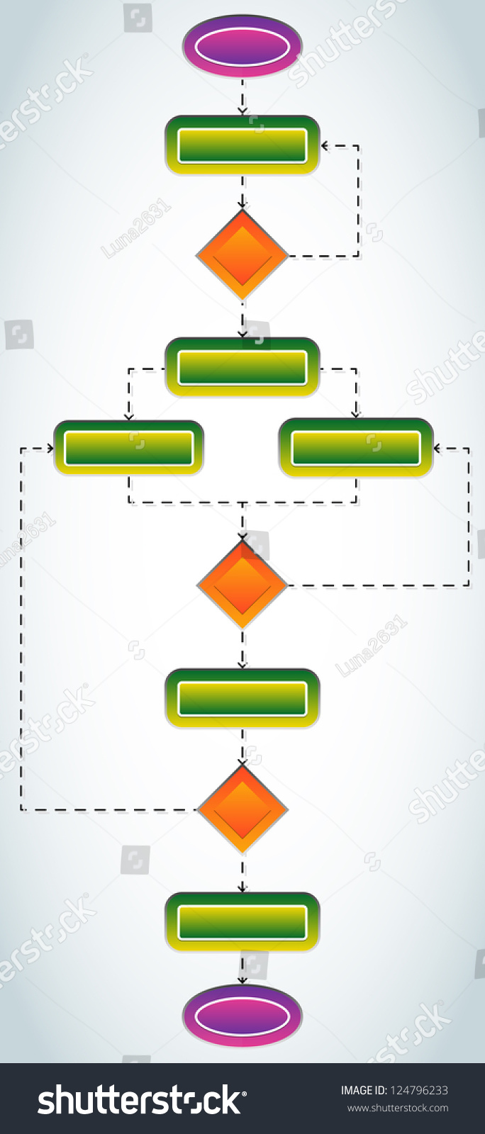Colorful Blank Flowchart: เวกเตอร์สต็อก (ปลอดค่าลิขสิทธิ์) 124796233 ...