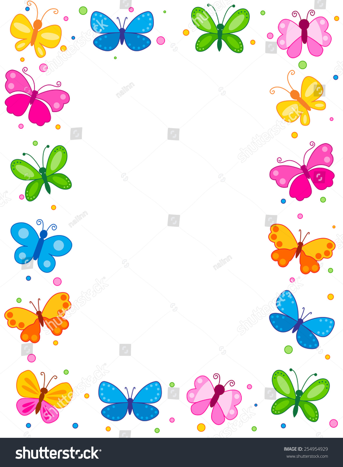 Colorful Butterflies Border Frame Background Stock Vector (Royalty Free ...