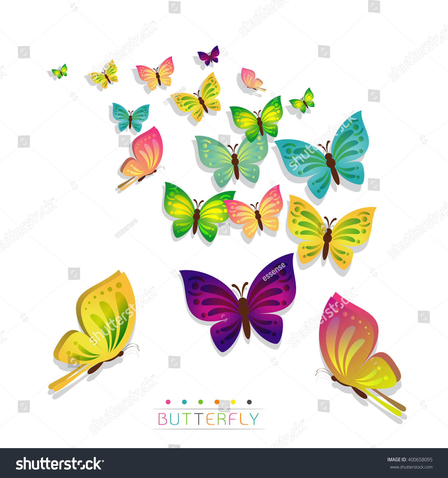 Colorful Butterfly Design Background Isolate Vector Stock Vector ...