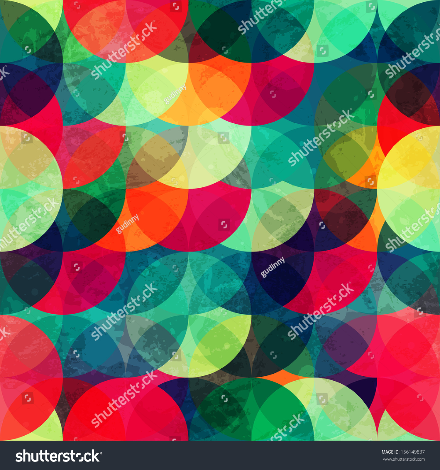 Colorful Circle Seamless Pattern With Grunge Effect Stock Vector ...