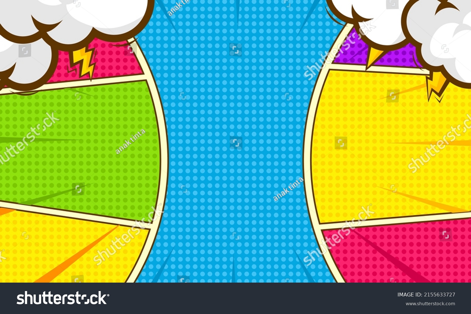 Colorful Comic Background Cloud Thunder Stock Vector (Royalty Free ...