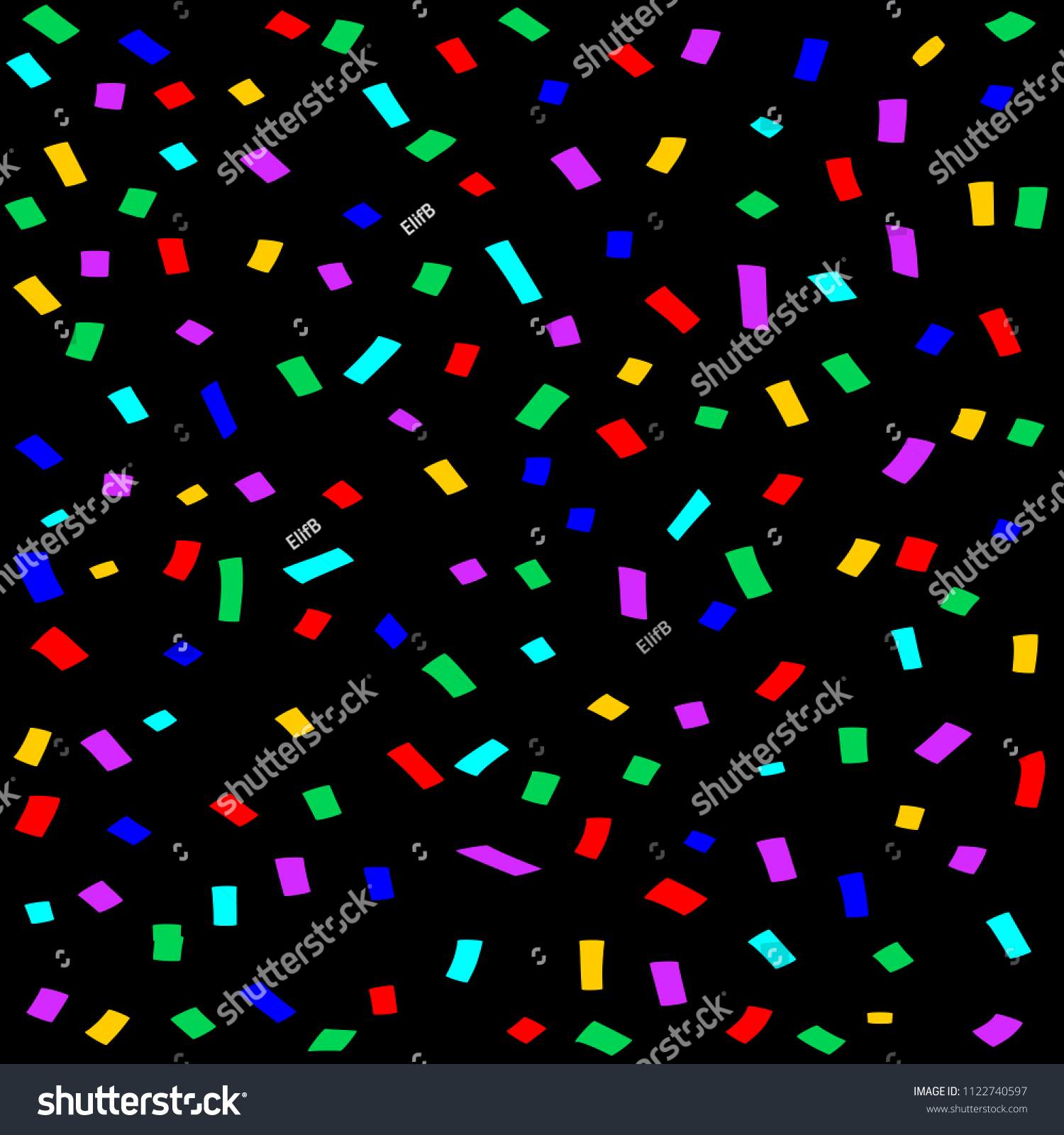 Colorful Confetti Pattern Vector Black Background Stock Vector (Royalty ...