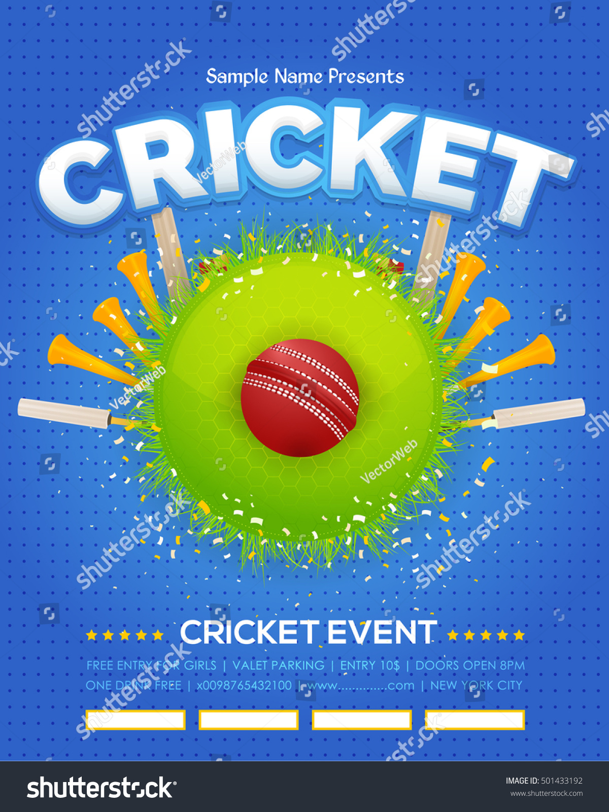 Colorful Cricket Event Poster Template Vector Stock Vector (Royalty ...