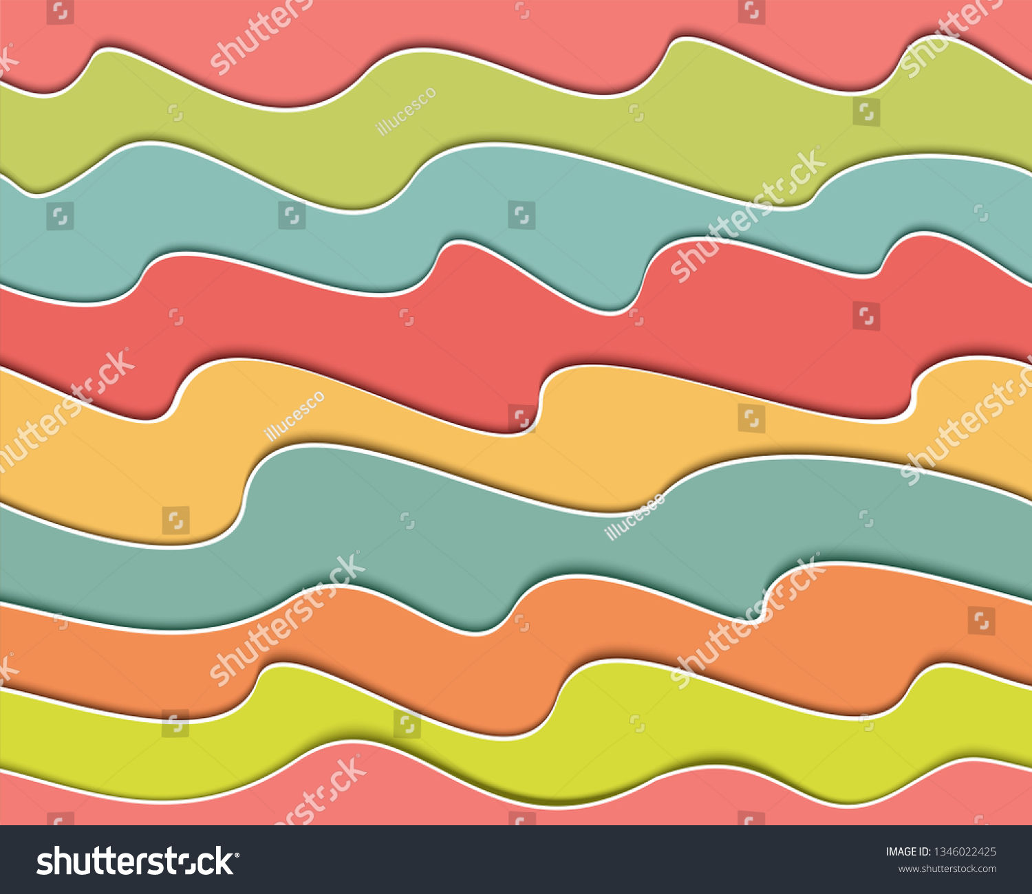 Colorful Cut Wave Pattern Seamless Vector Stock Vector (Royalty Free ...