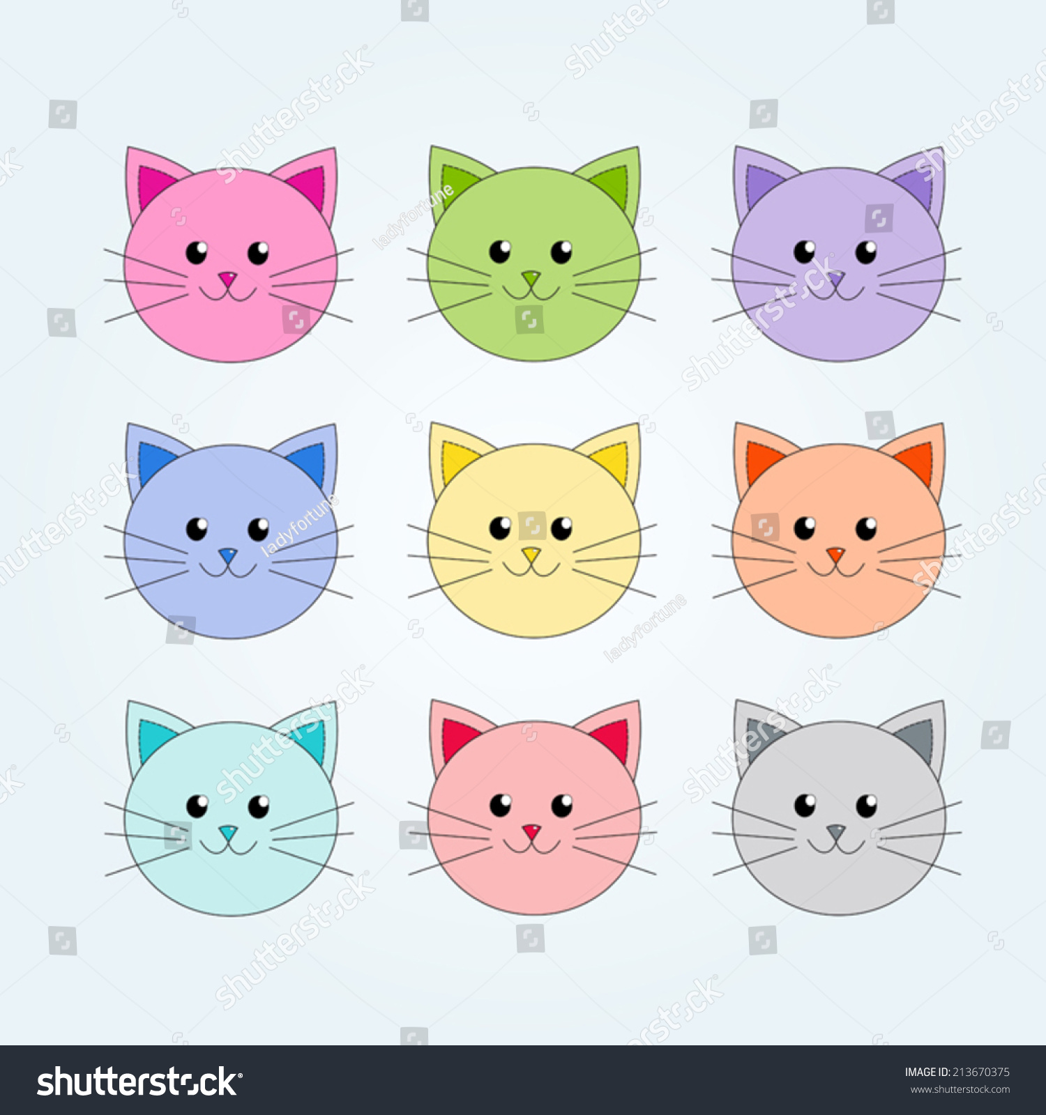 Colorful Cute Cats Stock Vector (Royalty Free) 213670375 | Shutterstock