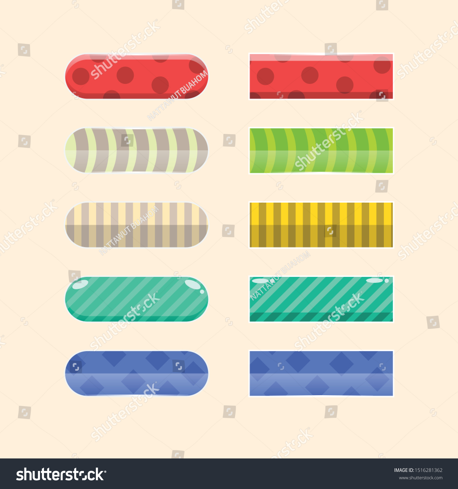 Colorful Cute Game Button Set Stock Vector (Royalty Free) 1516281362