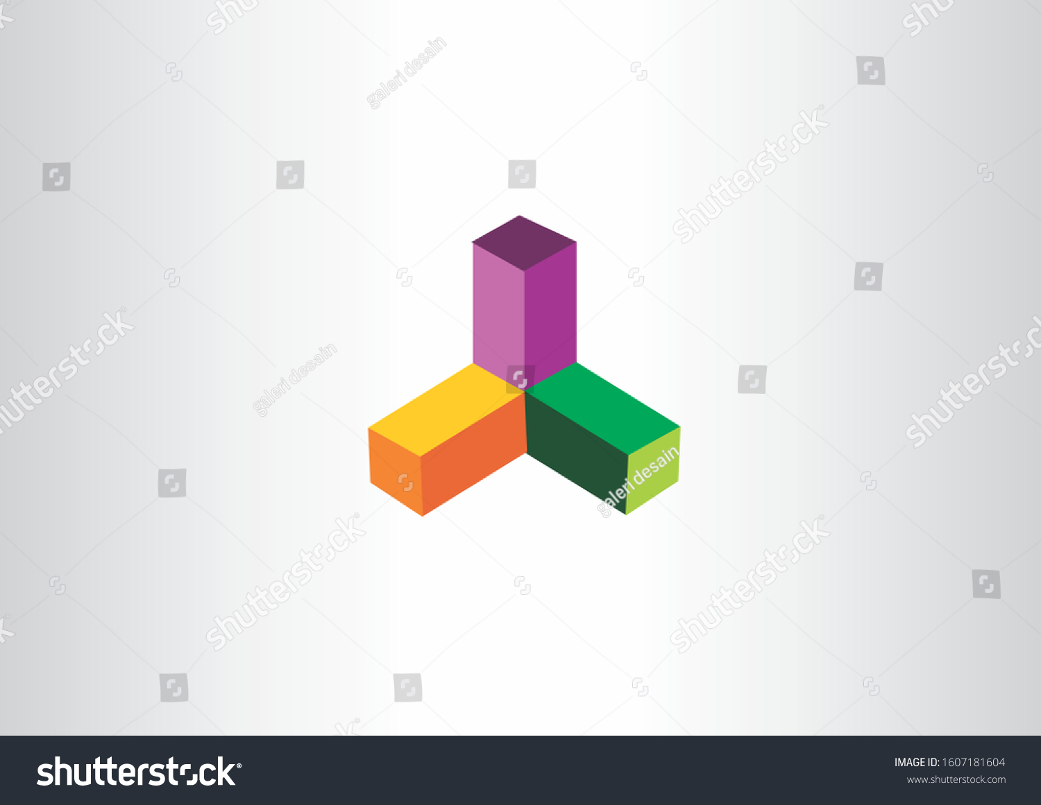 Colorful 3d Logo Square Shape 3d Stock Vector (Royalty Free) 1607181604