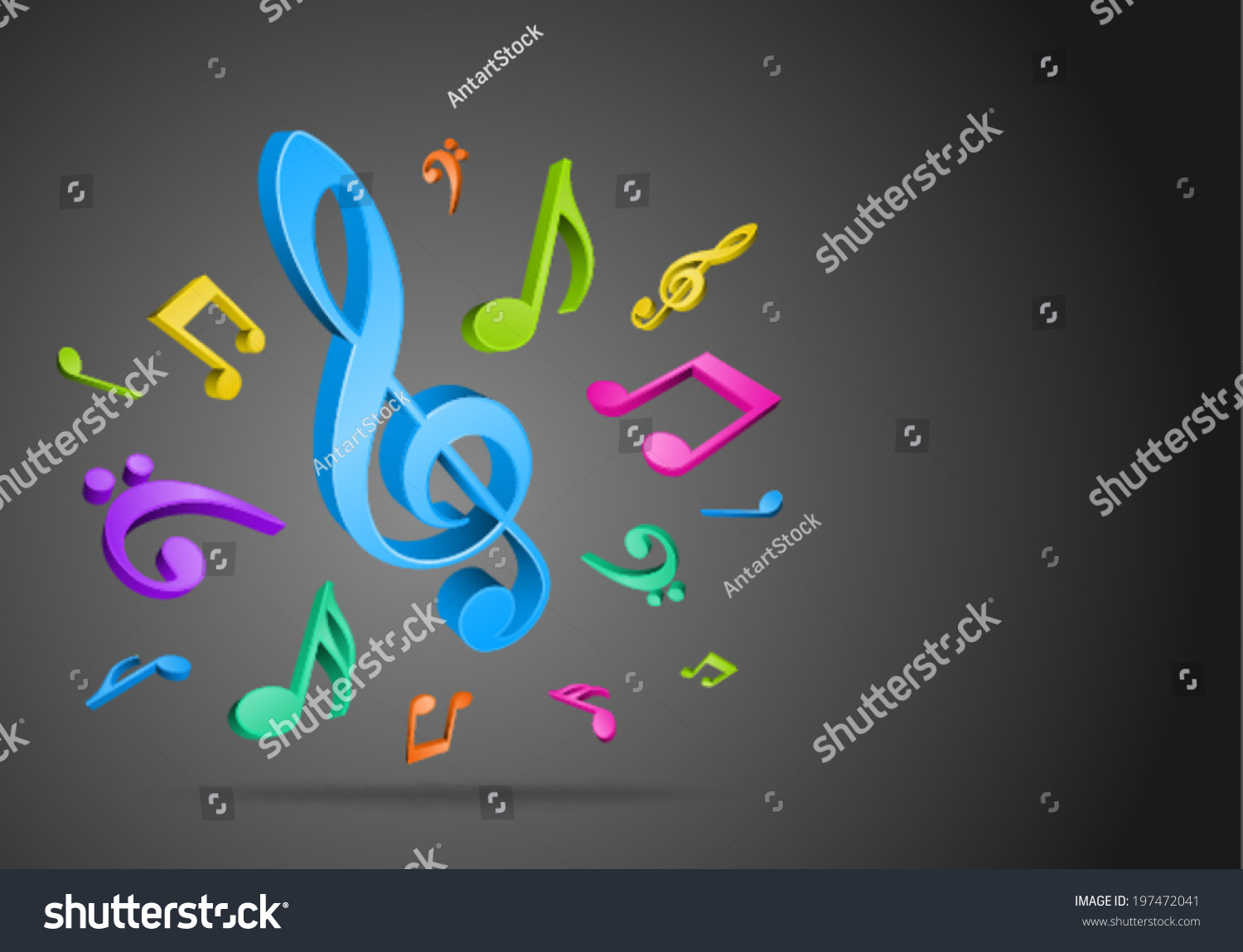 Colorful 3d Music Notes Vector Background Stock Vector (Royalty Free ...
