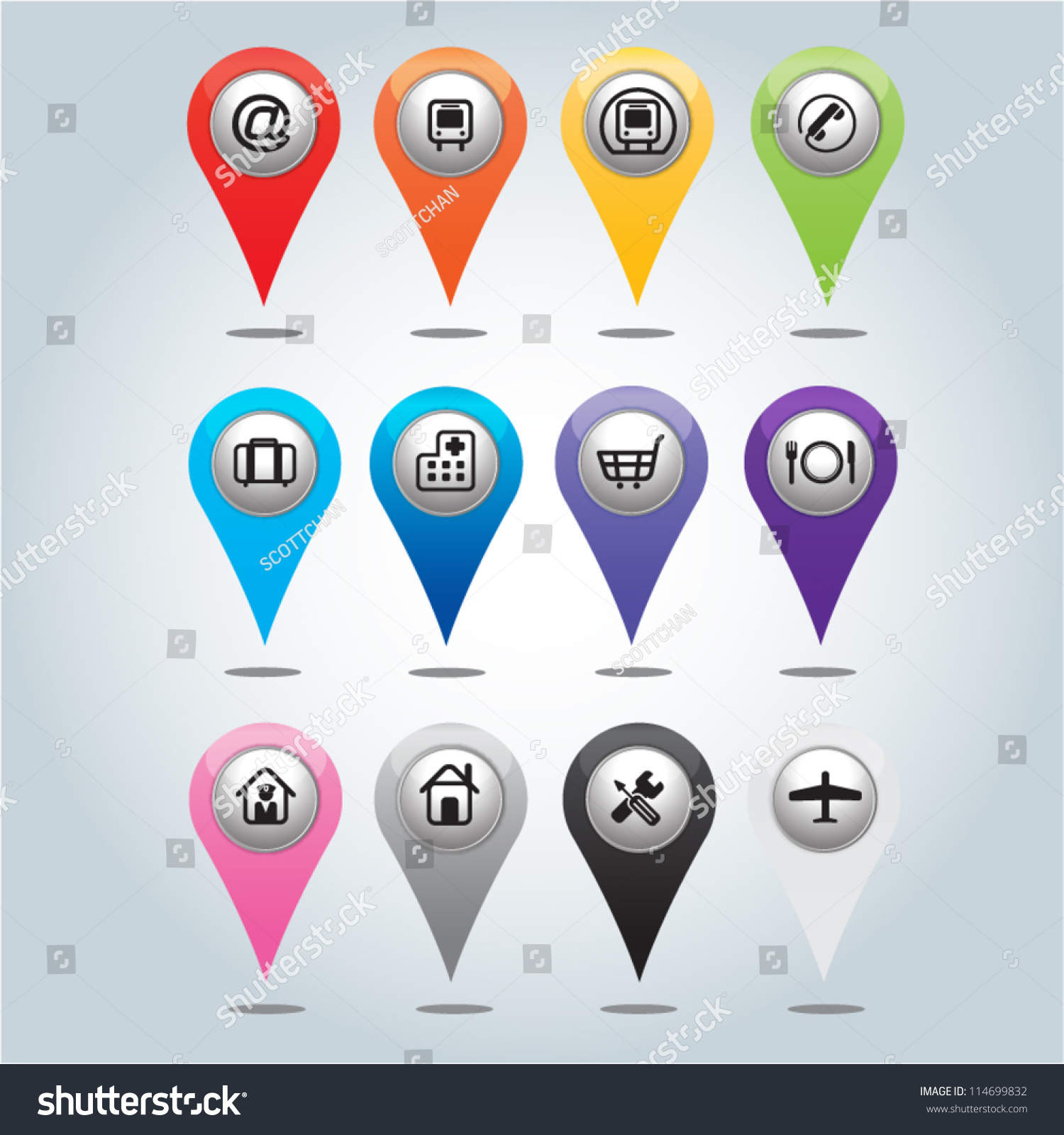 Colorful 3d Pointers On White Background Stock Vector Illustration ...