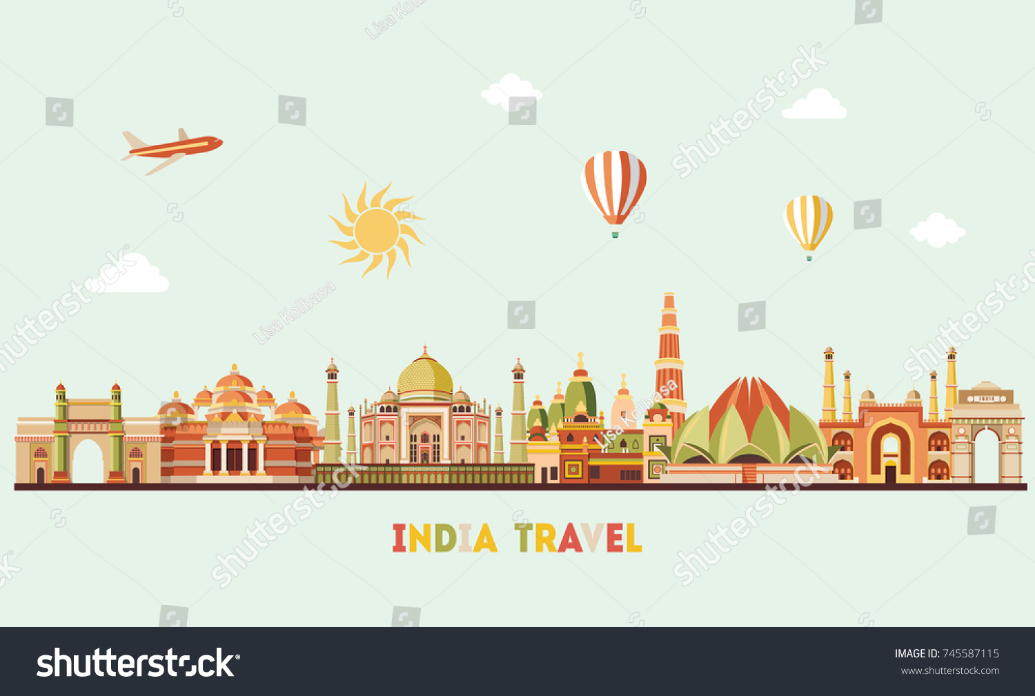 Colorful Detailed India Skyline Travel Tourism Stock Vector (Royalty ... Colorful Detailed India Skyline Travel Tourism Stock Vector (Royalty ...