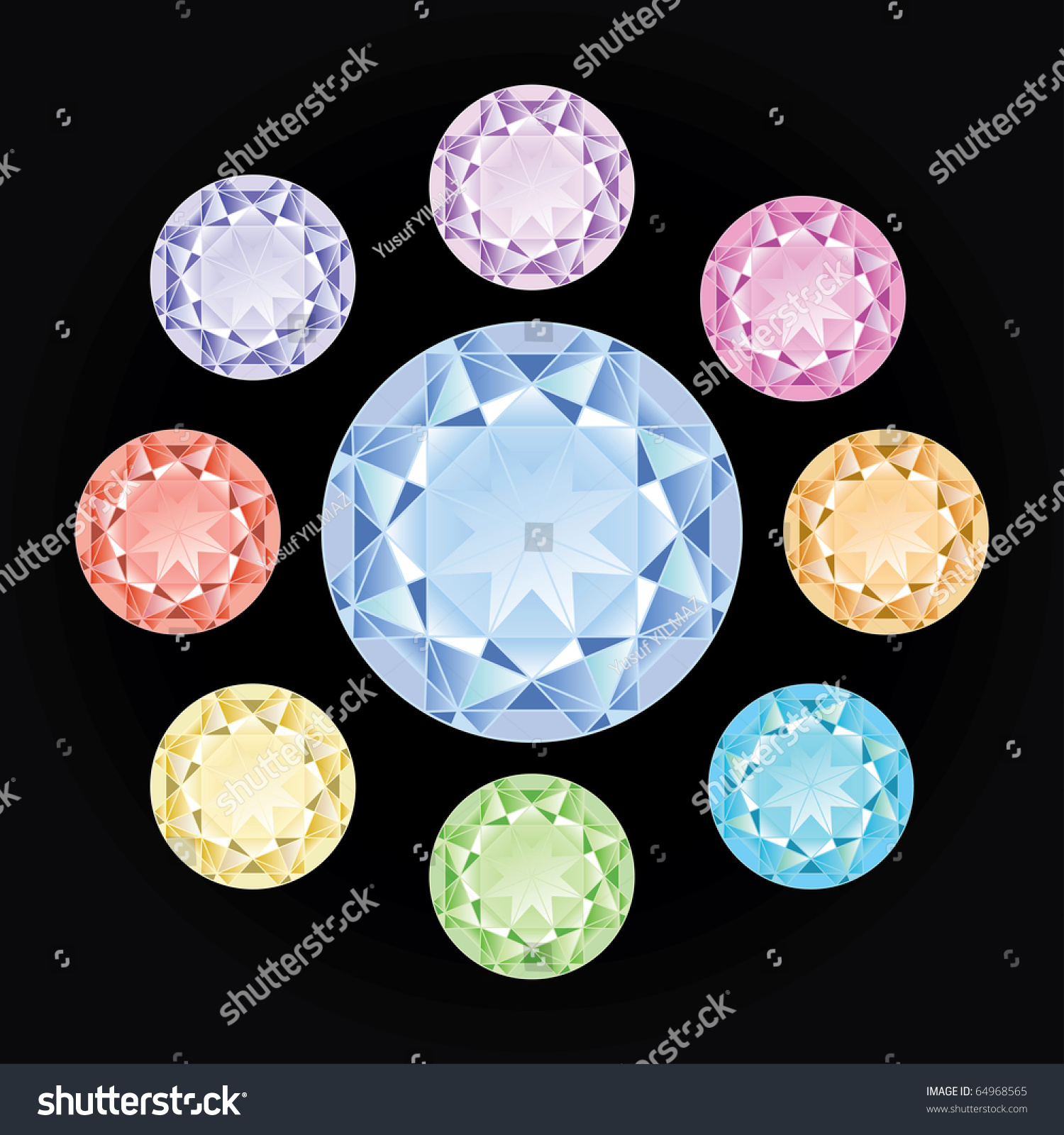 Colorful Diamond Collection Vector Drawing Set Stock Vector (Royalty ...